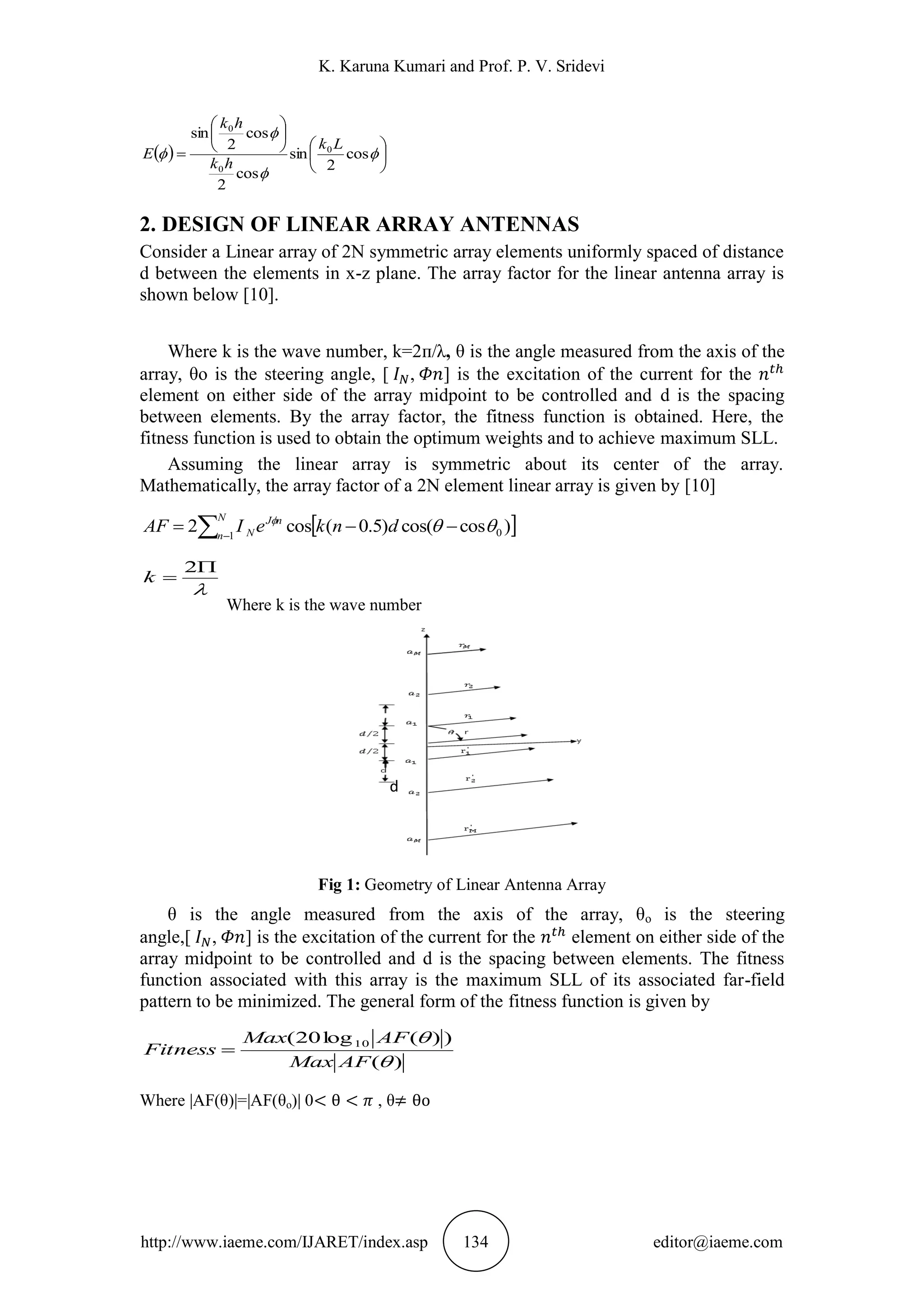 PATTERN SYNTHESIS OF NON-UNIFORM AMPLITUDE EQUALLY SPACED MICROSTRIP ARRAY ANTENNA USING GA, PSO ...