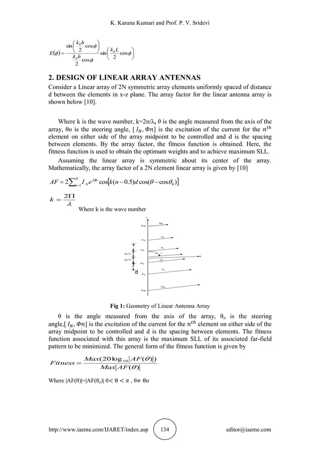 PATTERN SYNTHESIS OF NON-UNIFORM AMPLITUDE EQUALLY SPACED MICROSTRIP ARRAY ANTENNA USING GA, PSO ...