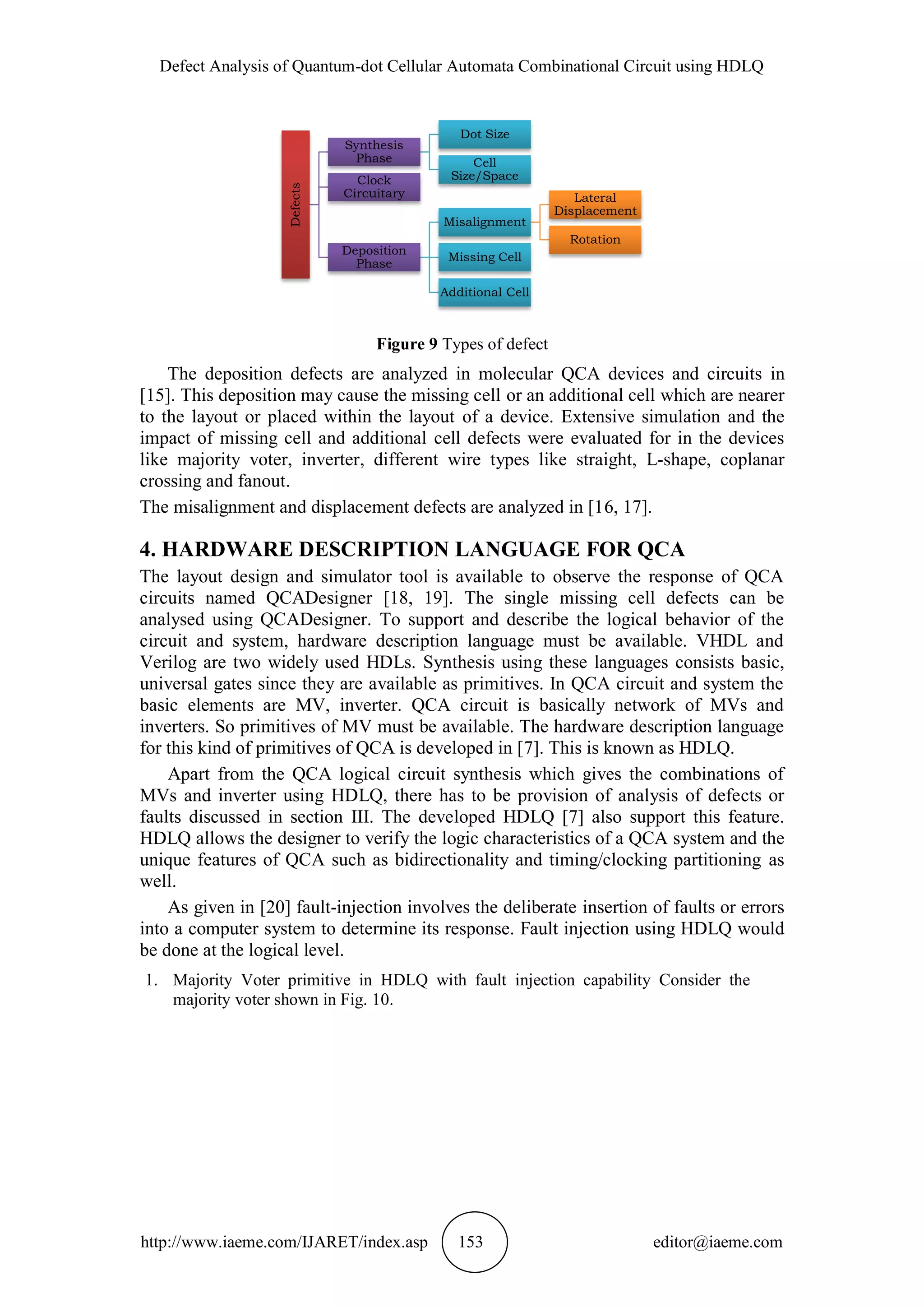 Defect Analysis Of Quantum Dot Cellular Automata Combinational Circuit Using Hdlq Pdf