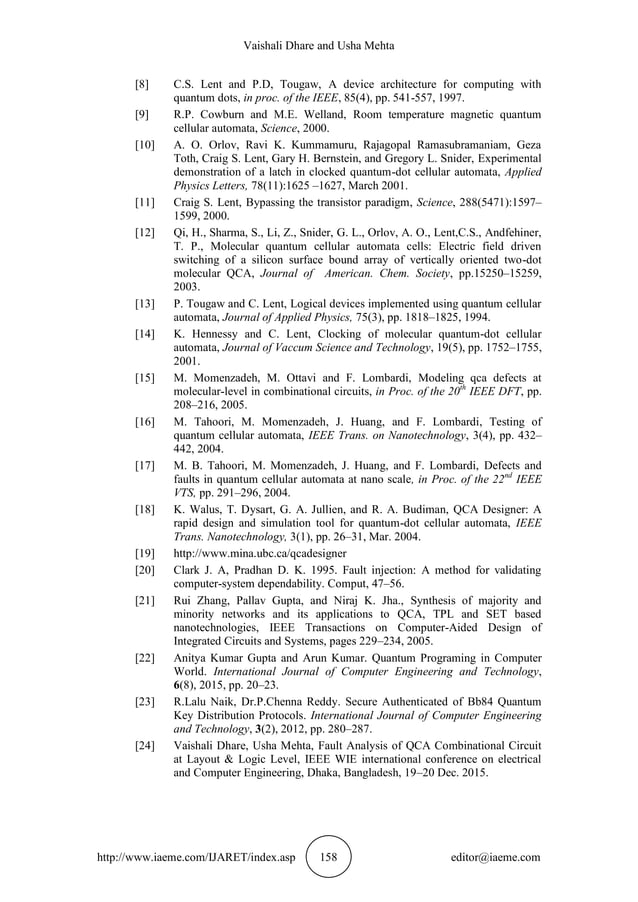 Defect Analysis Of Quantum Dot Cellular Automata Combinational Circuit Using Hdlq Pdf