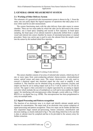 ROLE OF SUBSTANTIAL CHARACTERISTICS IN ELECTRONIC NOSE SENSOR SELECTION FOR DIVERSE APPLICATIONS ...