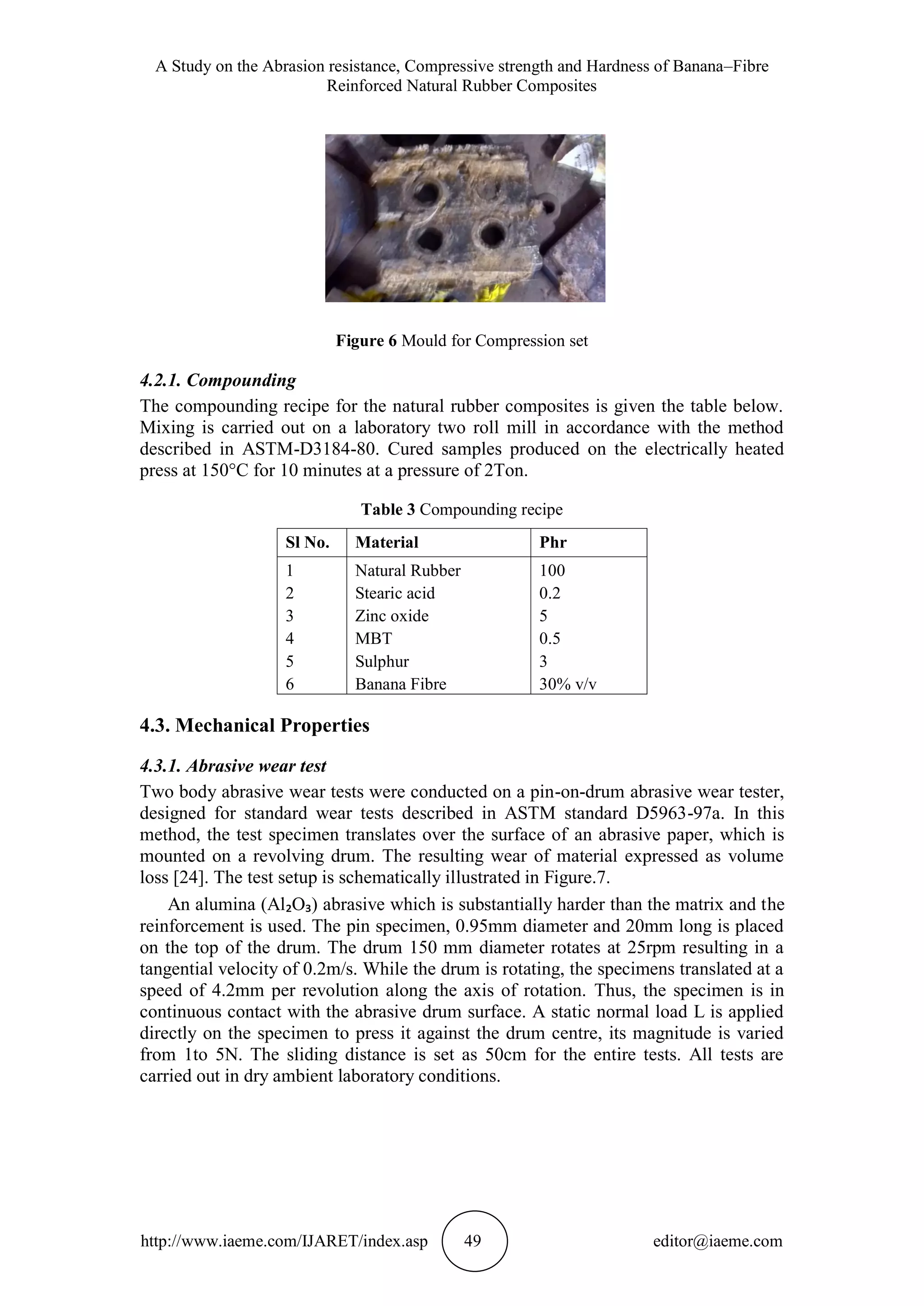 A STUDY ON THE ABRASION RESISTANCE, COMPRESSIVE STRENGTH AND HARDNESS ...