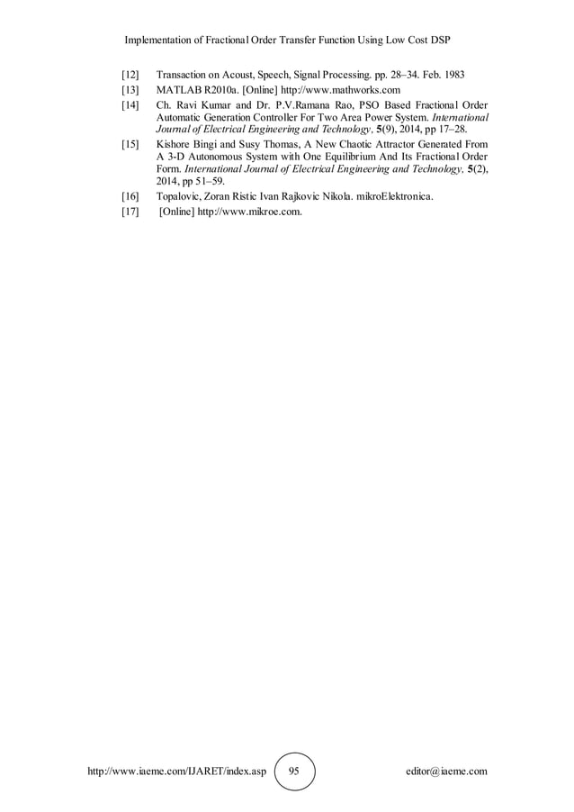 Implementation Of Fractional Order Transfer Function Using Low Cost Dsp Pdf