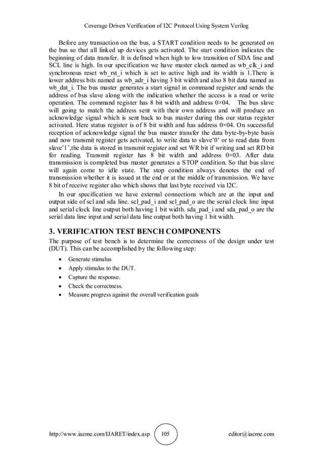 COVERAGE DRIVEN VERIFICATION OF I2C PROTOCOL USING SYSTEM VERILOG | PDF | Programming Languages ...