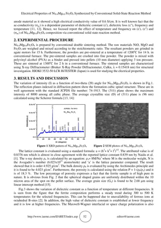 ELECTRICAL PROPERTIES OF NI0.4MG0.6FE2O4 SYNTHESIZED BY CONVENTIONAL SOLID-STATE REACTION METHOD ...