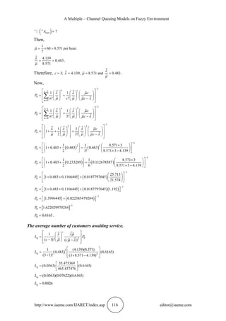 A MULTIPLE – CHANNEL QUEUING MODELS ON FUZZY ENVIRONMENT | PDF