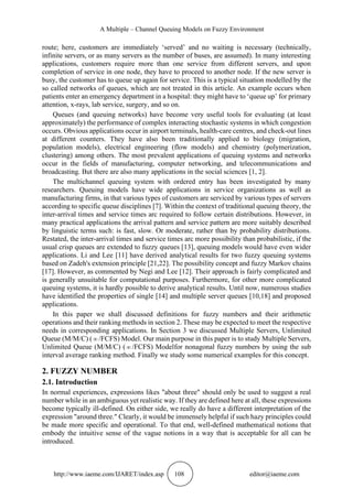 A MULTIPLE – CHANNEL QUEUING MODELS ON FUZZY ENVIRONMENT | PDF