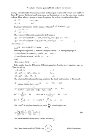 A MULTIPLE – CHANNEL QUEUING MODELS ON FUZZY ENVIRONMENT | PDF