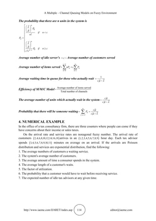 A MULTIPLE – CHANNEL QUEUING MODELS ON FUZZY ENVIRONMENT | PDF