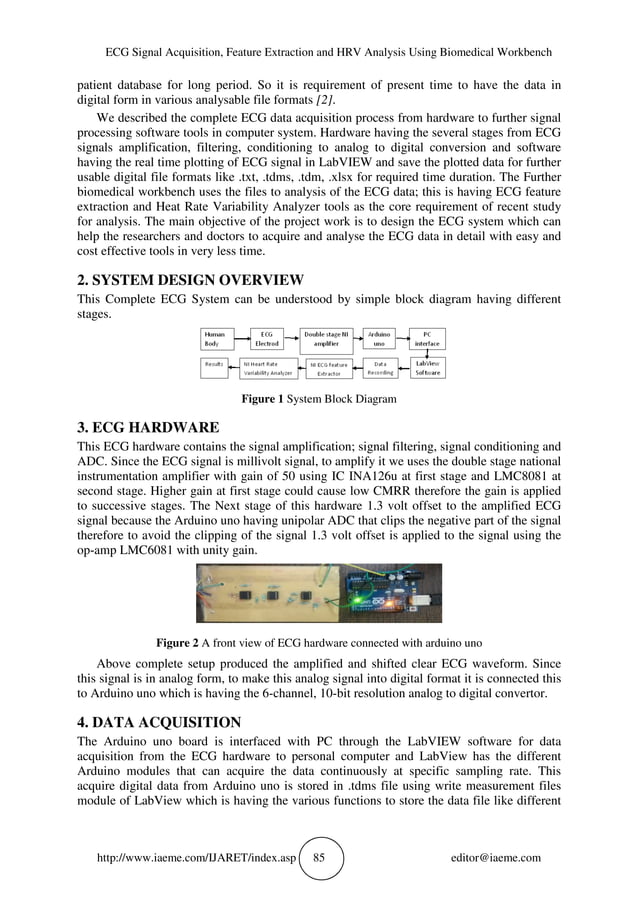 Ecg Signal Acquisition Feature Extraction And Hrv Analysis Using Biomedical Workbench Pdf