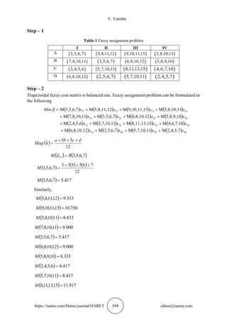 NEW APPROACH FOR SOLVING FUZZY TRIANGULAR ASSIGNMENT BY ROW MINIMA METHOD | PDF