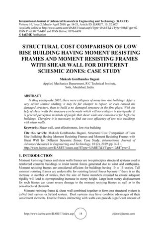 STRUCTURAL COST COMPARISON OF LOW RISE BUILDING HAVING MOMENT RESISTING ...