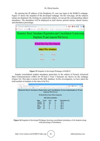 BIOMETRIC BASED ATTENDANCE REGISTRATION AND CONSOLIDATION SYSTEM USING ...