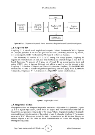 BIOMETRIC BASED ATTENDANCE REGISTRATION AND CONSOLIDATION SYSTEM USING RASPBERRY PI3 AND AMAZON ...