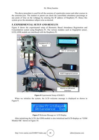 BIOMETRIC BASED ATTENDANCE REGISTRATION AND CONSOLIDATION SYSTEM USING RASPBERRY PI3 AND AMAZON ...