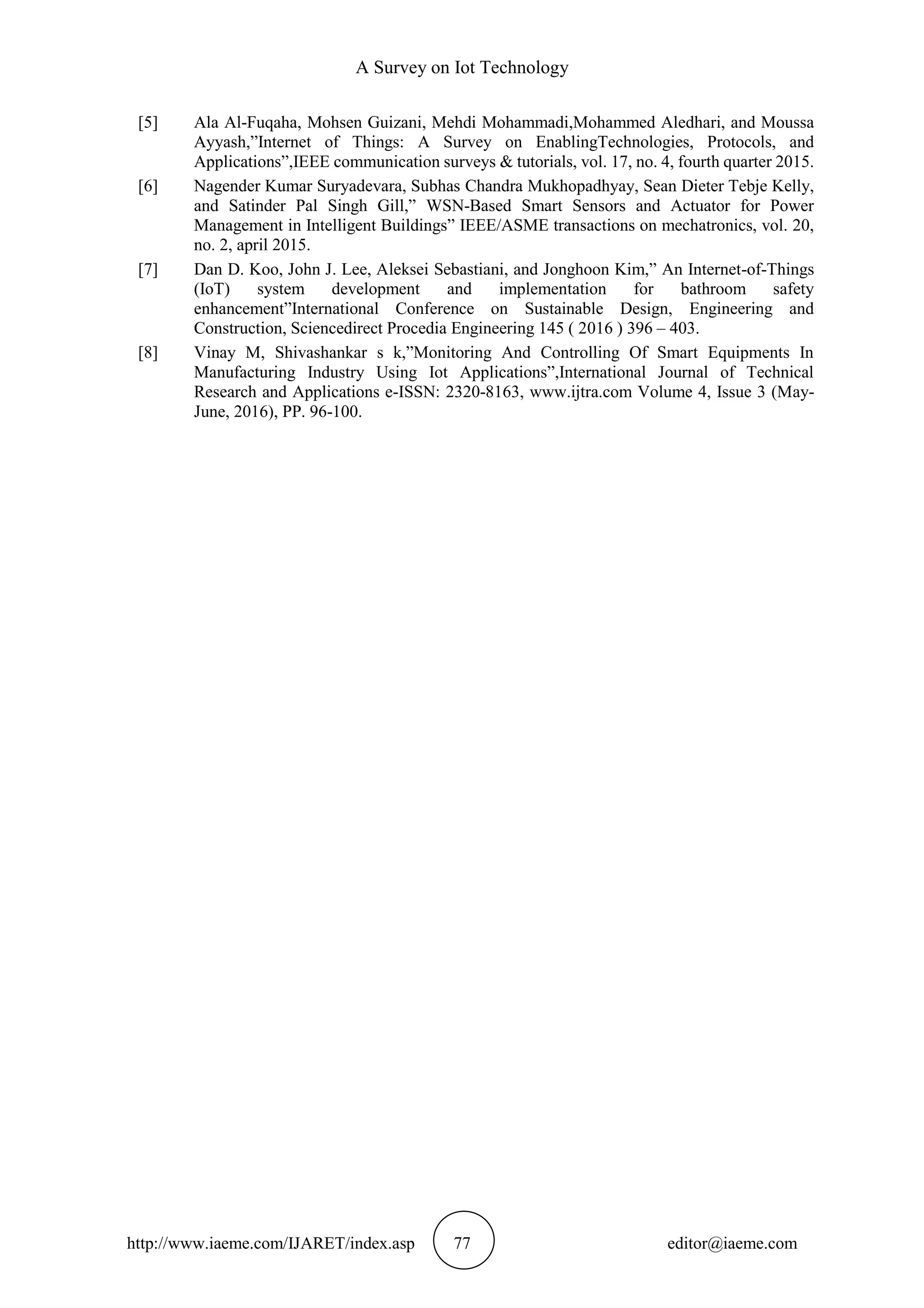 A Survey On Iot Technology Pdf