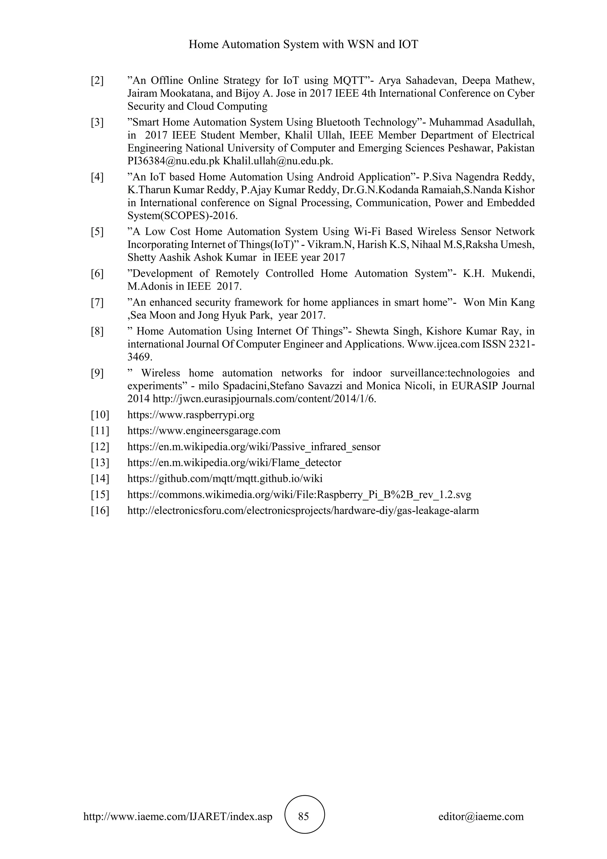 HOME AUTOMATION SYSTEM WITH WSN AND IOT | PDF