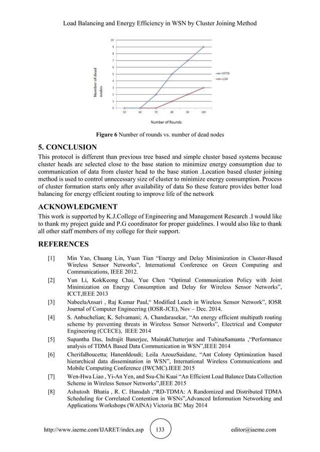 LOAD BALANCING AND ENERGY EFFICIENCY IN WSN BY CLUSTER JOINING METHOD | PDF