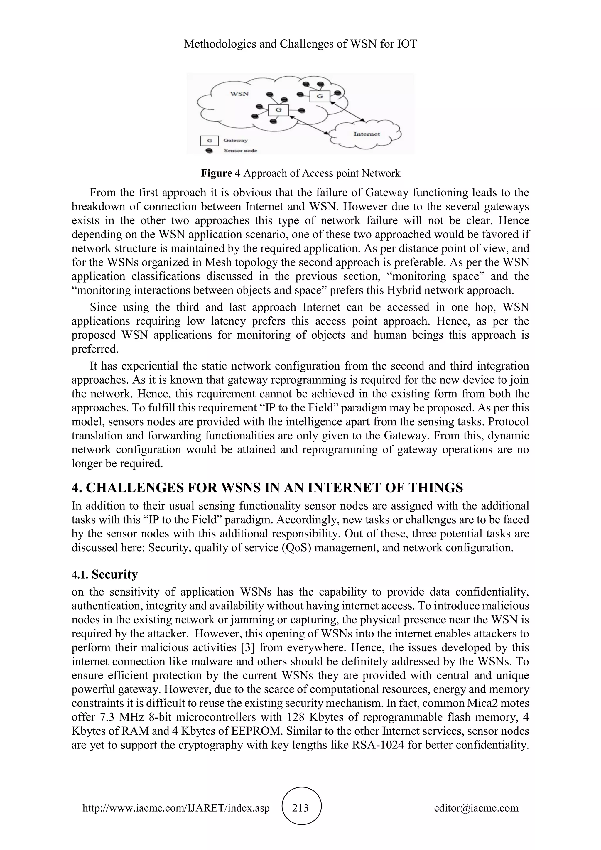 METHODOLOGIES AND CHALLENGES OF WSN FOR IOT | PDF