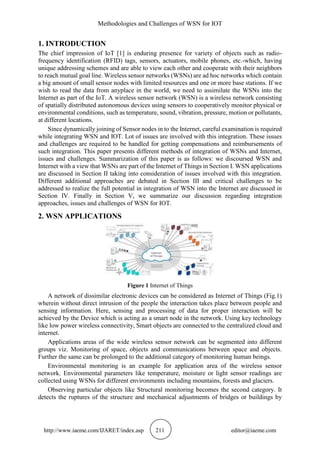 METHODOLOGIES AND CHALLENGES OF WSN FOR IOT | PDF