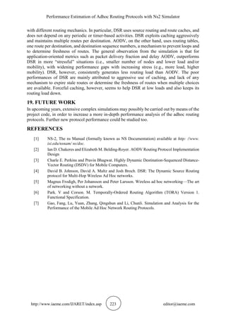 PERFORMANCE ESTIMATION OF ADHOC ROUTING PROTOCOLS WITH NS2 SIMULATOR | PDF