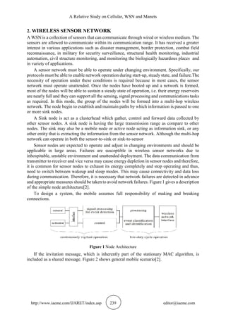 A RELATIVE STUDY ON CELLULAR, WSN AND MANETS | PDF