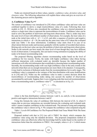 TRUST MODEL WITH DEFENSE SCHEME IN MANETS | PDF | Computer Networking | Computing