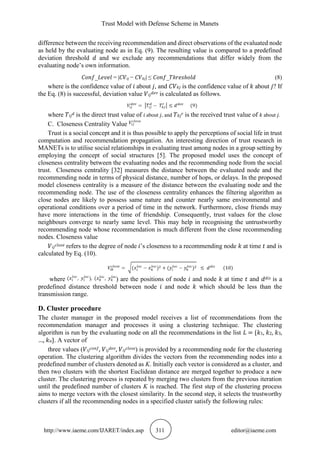 TRUST MODEL WITH DEFENSE SCHEME IN MANETS | PDF | Computer Networking | Computing
