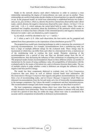 TRUST MODEL WITH DEFENSE SCHEME IN MANETS | PDF | Computer Networking | Computing