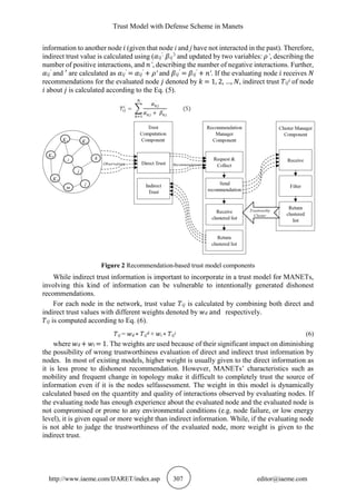 TRUST MODEL WITH DEFENSE SCHEME IN MANETS | PDF | Computer Networking | Computing
