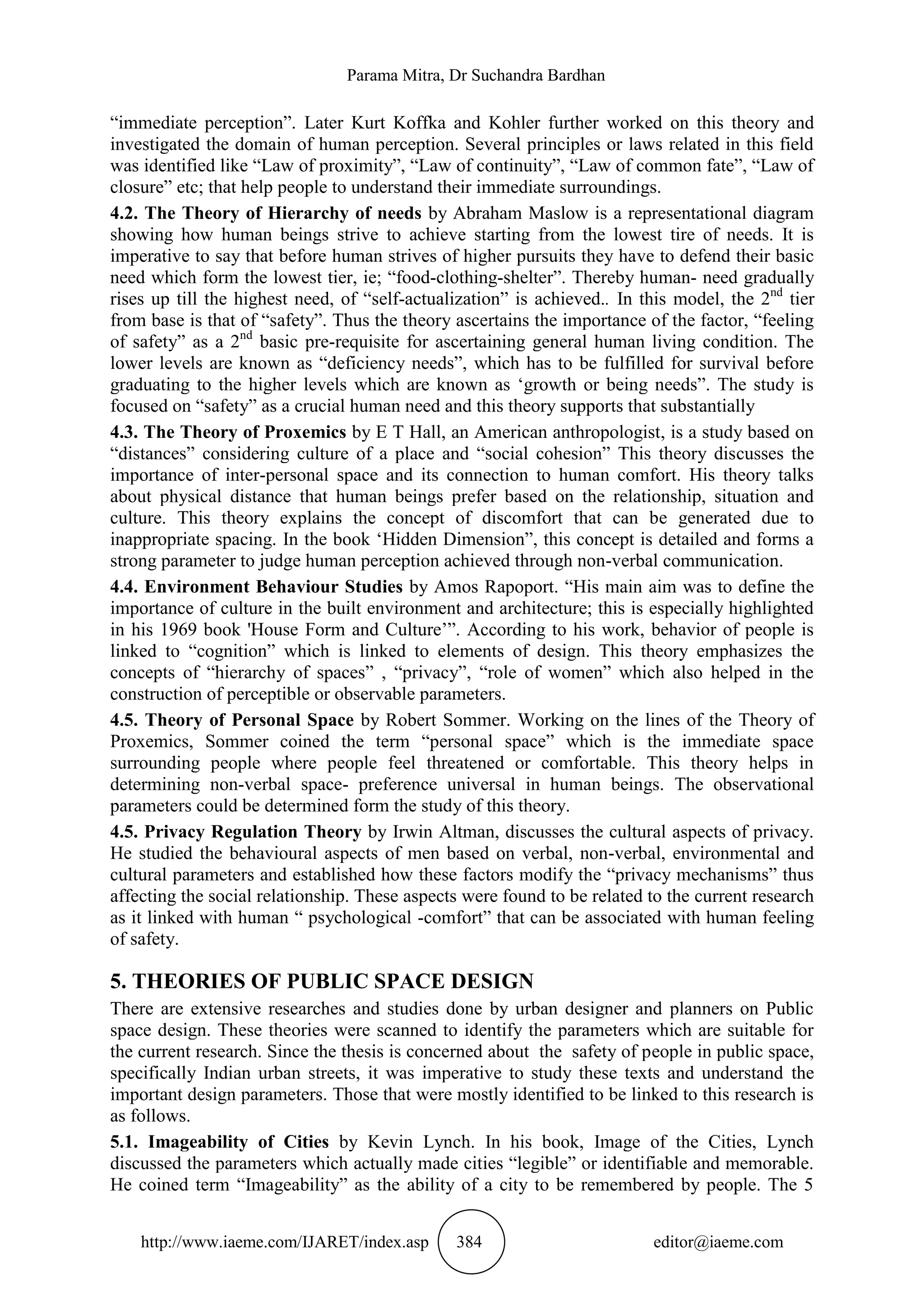 A THEORETICAL PERSPECTIVE OF DESIGNING FOR SAFE URBAN PUBLIC PLACE ...