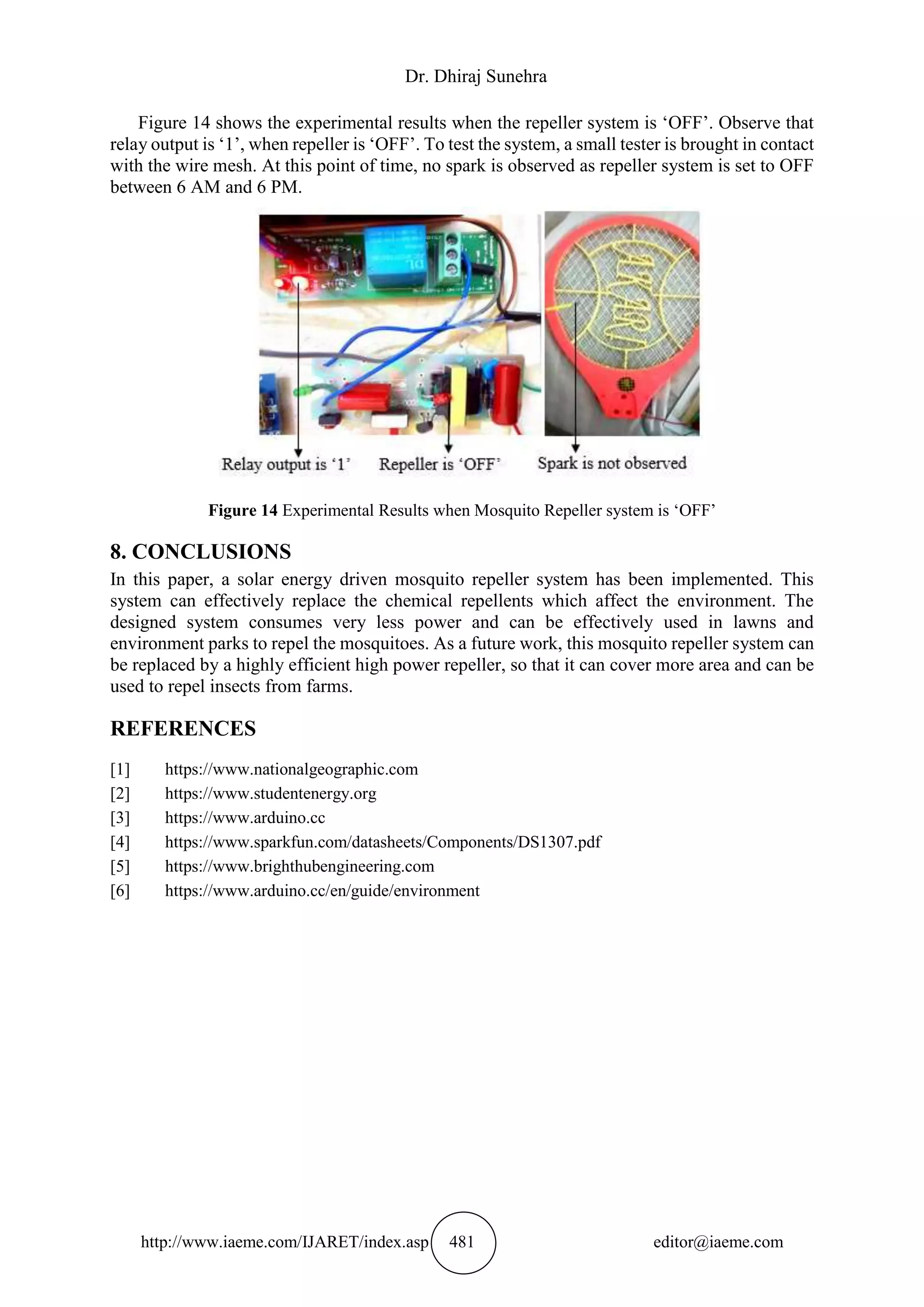 SOLAR ENERGY DRIVEN MOSQUITO REPELLER SYSTEM USING ARDUINO UNO | PDF