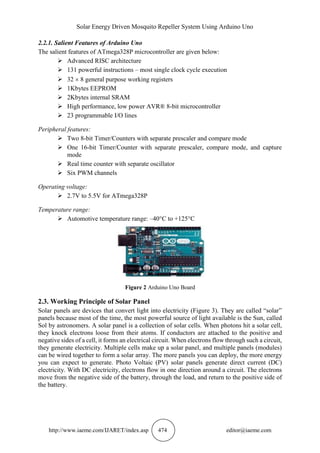 SOLAR ENERGY DRIVEN MOSQUITO REPELLER SYSTEM USING ARDUINO UNO | PDF