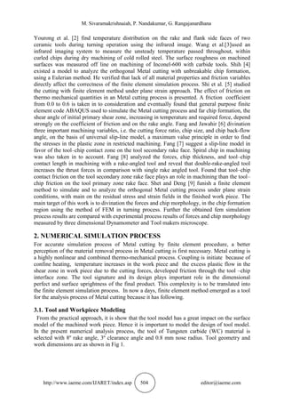 NUMERICAL AND EXPERIMENTAL VALIDATION OF CHIP MORPHOLOGY | PDF