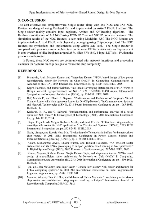 Fpga Implementation Of Priorityarbiter Based Router Design For Noc Systems Pdf Free Download