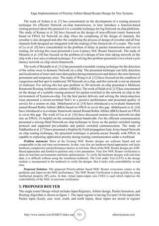 FPGA IMPLEMENTATION OF PRIORITYARBITER BASED ROUTER DESIGN FOR NOC ...