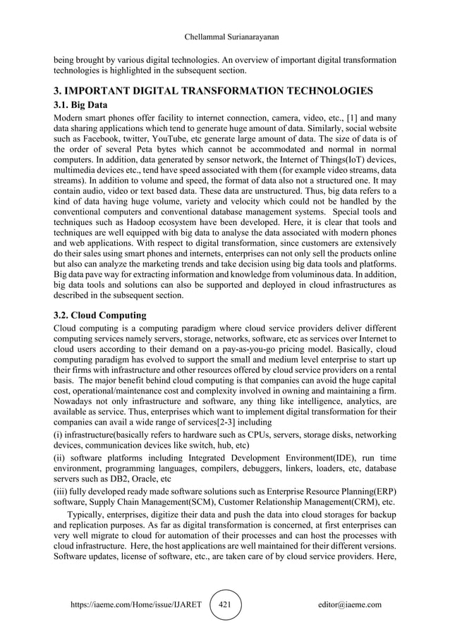 AN INTRODUCTION TO DIGITAL TRANSFORMATION TECHNOLOGIES | PDF