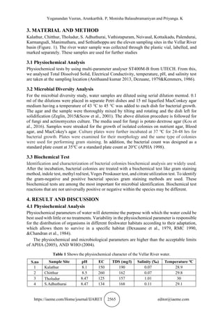 A MULTI WATER QUALITY PARAMETER STUDIES FORM VELLAR RIVER, TAMIL NADU | PDF