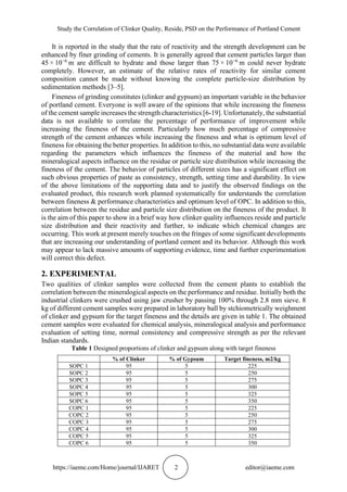 STUDY THE CORRELATION OF CLINKER QUALITY, RESIDE, PSD ON THE ...