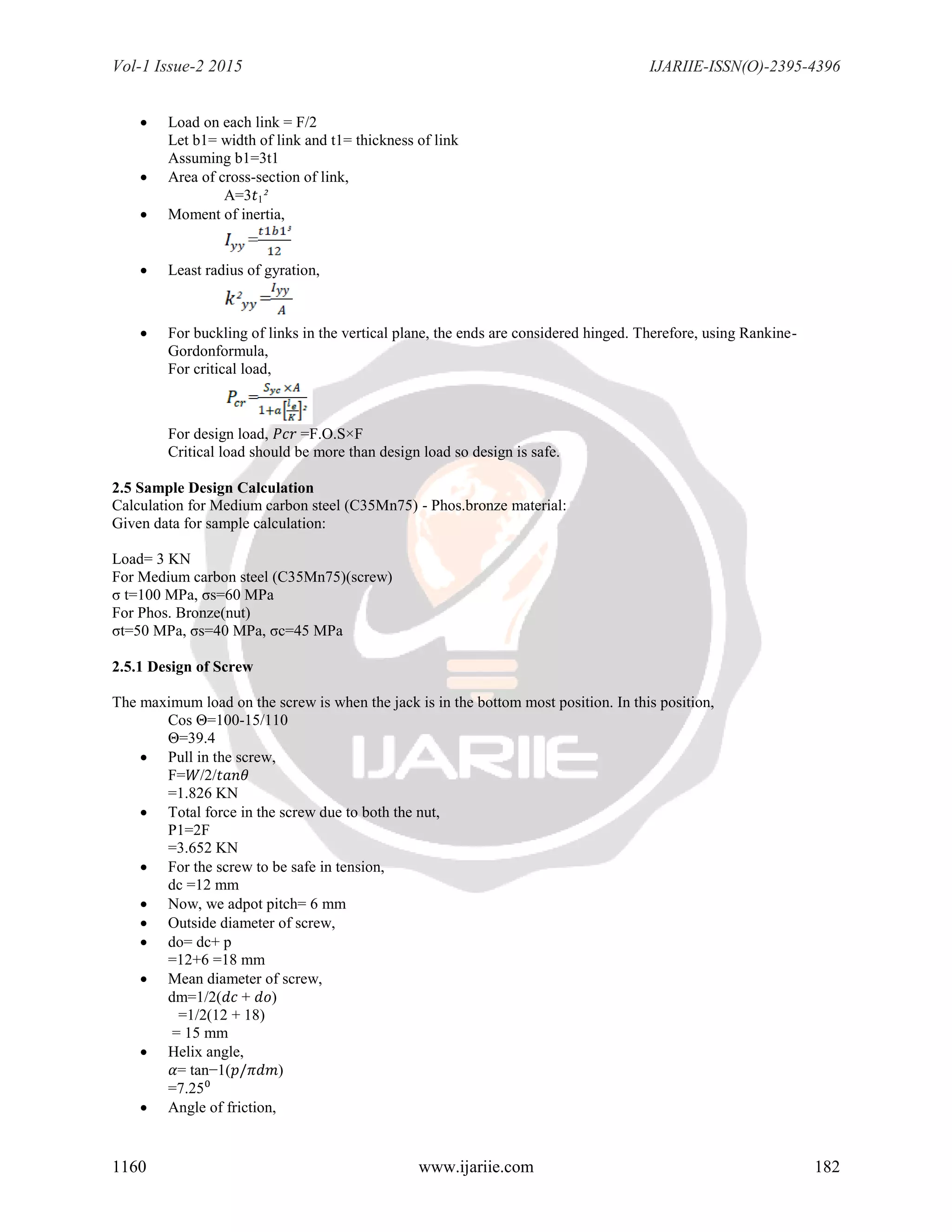 Design and Standardization of Toggle Jack | PDF