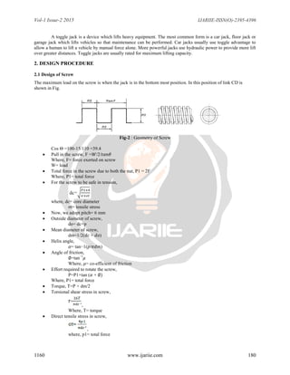Design and Standardization of Toggle Jack | PDF