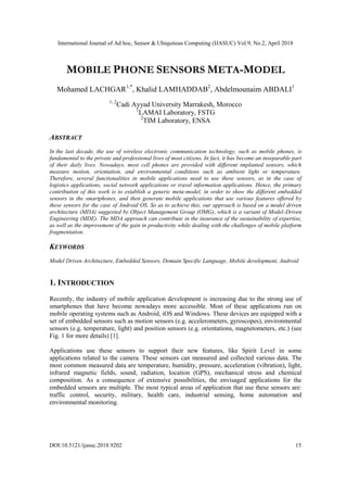 MOBILE PHONE SENSORS META-MODEL | PDF
