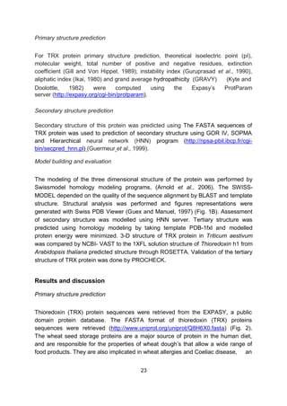 Homology modeling and structure prediction of thioredoxin (TRX) | PDF