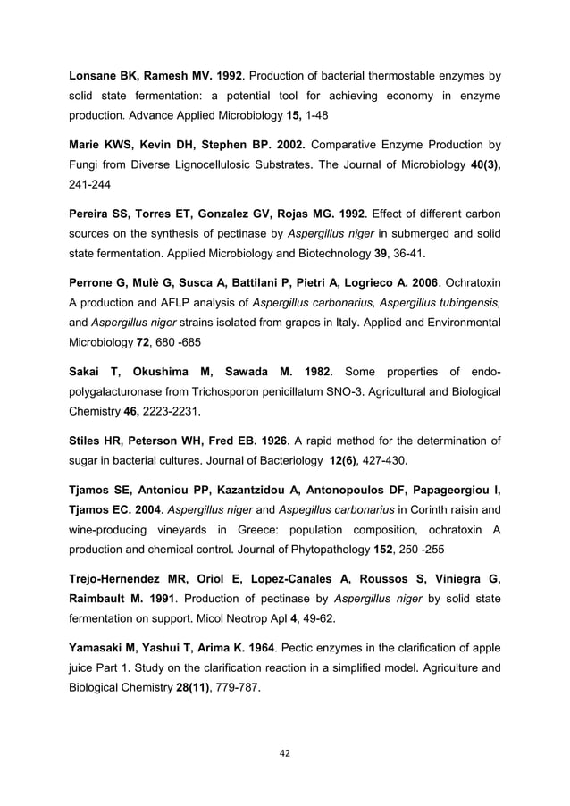 Production Of Pectinase By Aspergillus Niger Cultured In Solid State Media Pdf