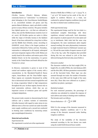 Responses of some Moroccan watermelon (Citrullus lanatus) landraces to ...