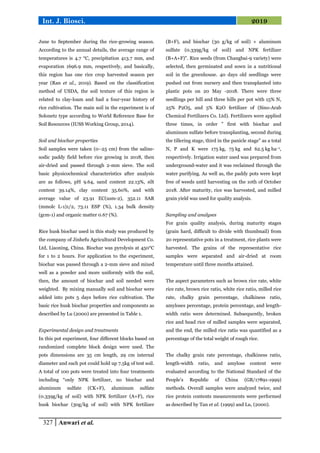 Effects of rice-husk biochar and aluminum sulfate application on rice ...