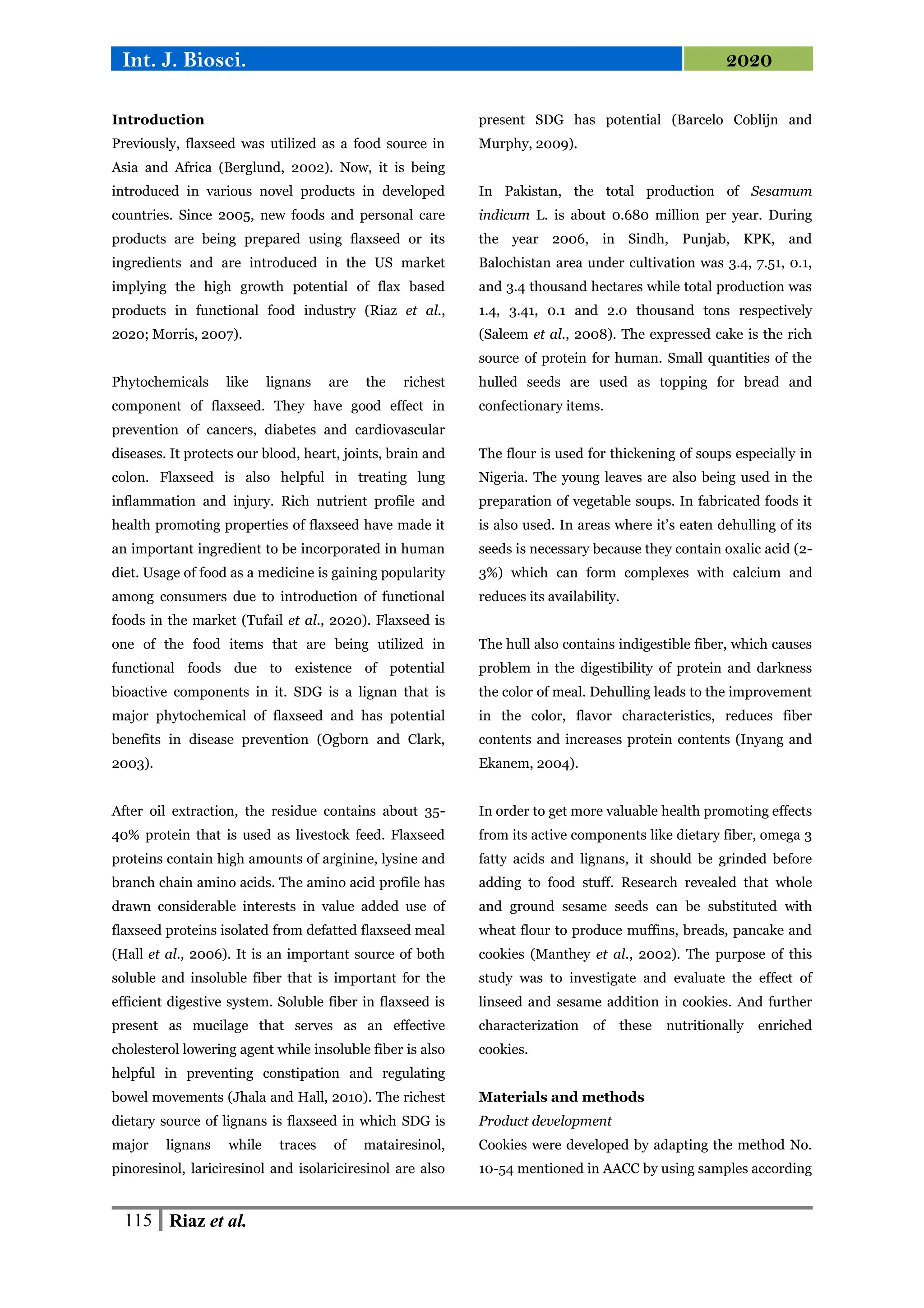 Exploring the nutritional characterization of linseed and sesame in ...