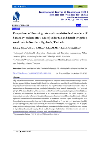 Comparison of flowering rate and cumulative leaf numbers of banana cv ...