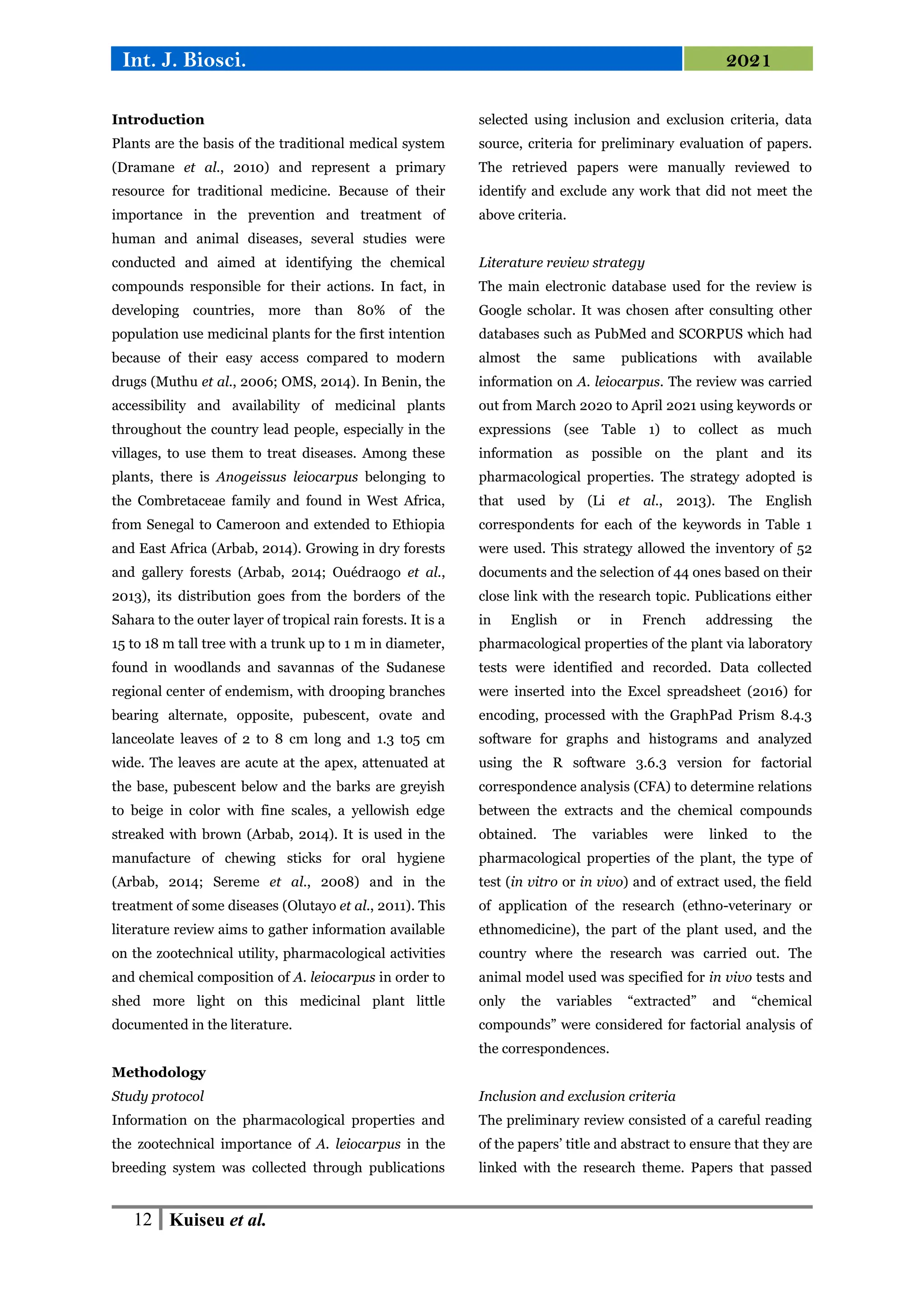 Anogeissus leiocarpus (DC.) Guill. & Perr. (Combretaceae), a medicinal ...