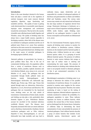 Bacteriological quality of drinking water collected from different ...